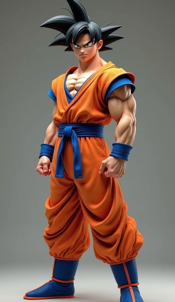 A realistic CGI full body shot of a martial artist resembling Goku from ...