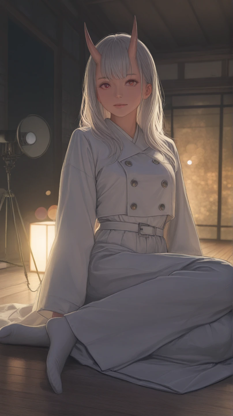 Japanese demon, Oni, full body photo, Silver Long Hair Beautiful Big ...