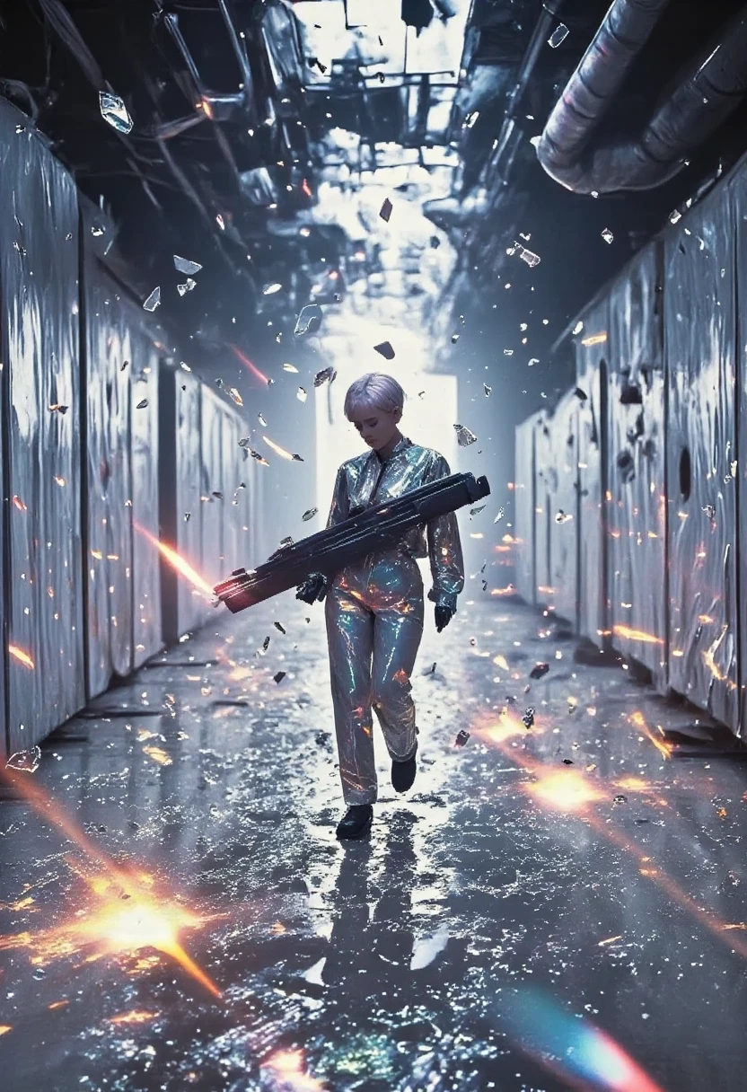 Sci-fi soldier, exosuit armor, automatic rifle, spaceship corridor ...