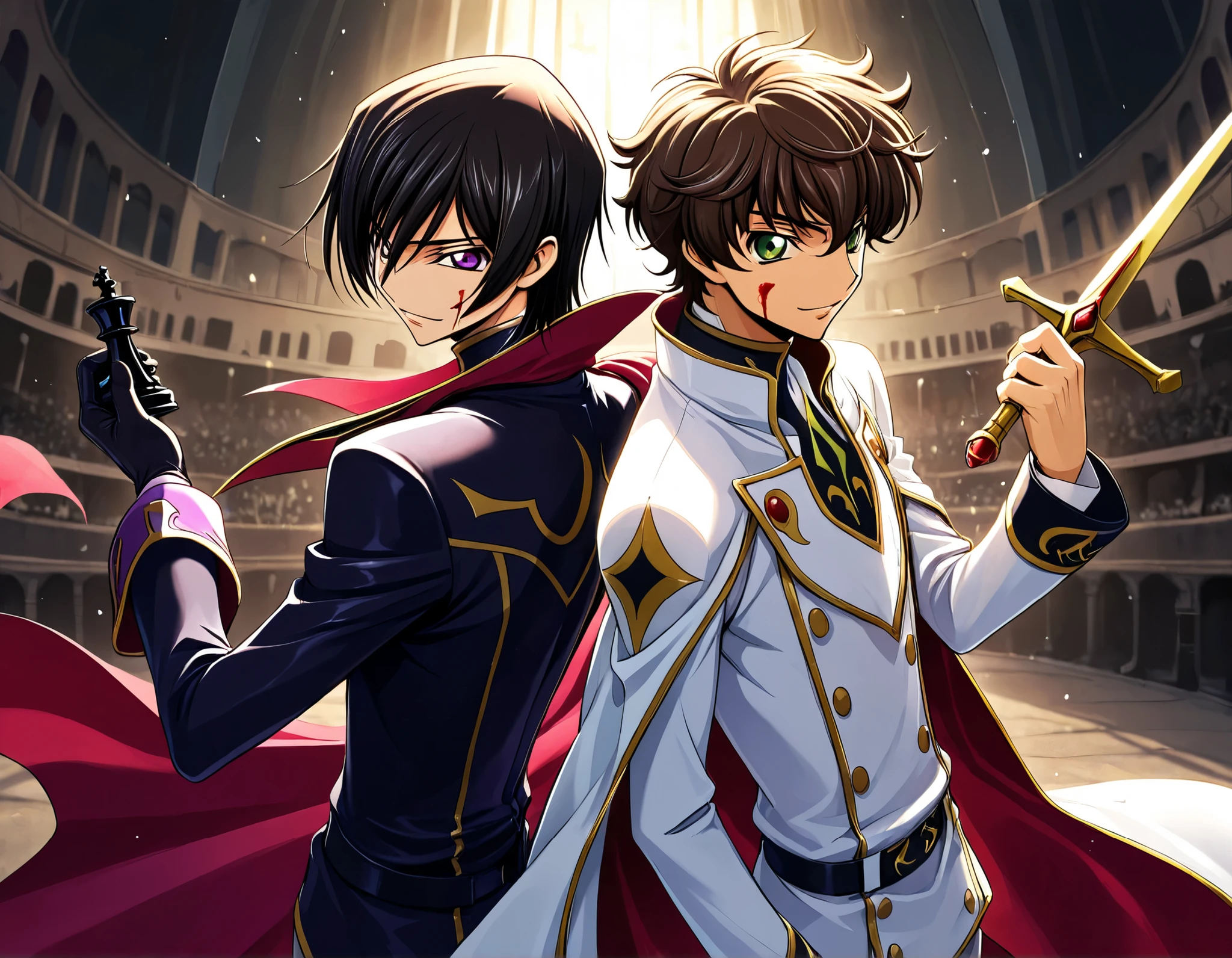 2boys, multiple boys, lelouch vi britannia\(code geass\), zero - SeaArt AI