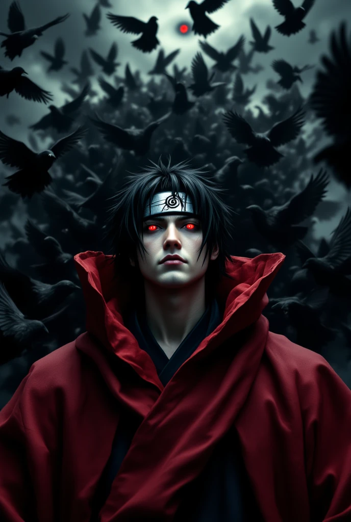 Uchiha Itachi, Robe Akatsuki with Red Cloaks, Sharingan Eyes - SeaArt AI