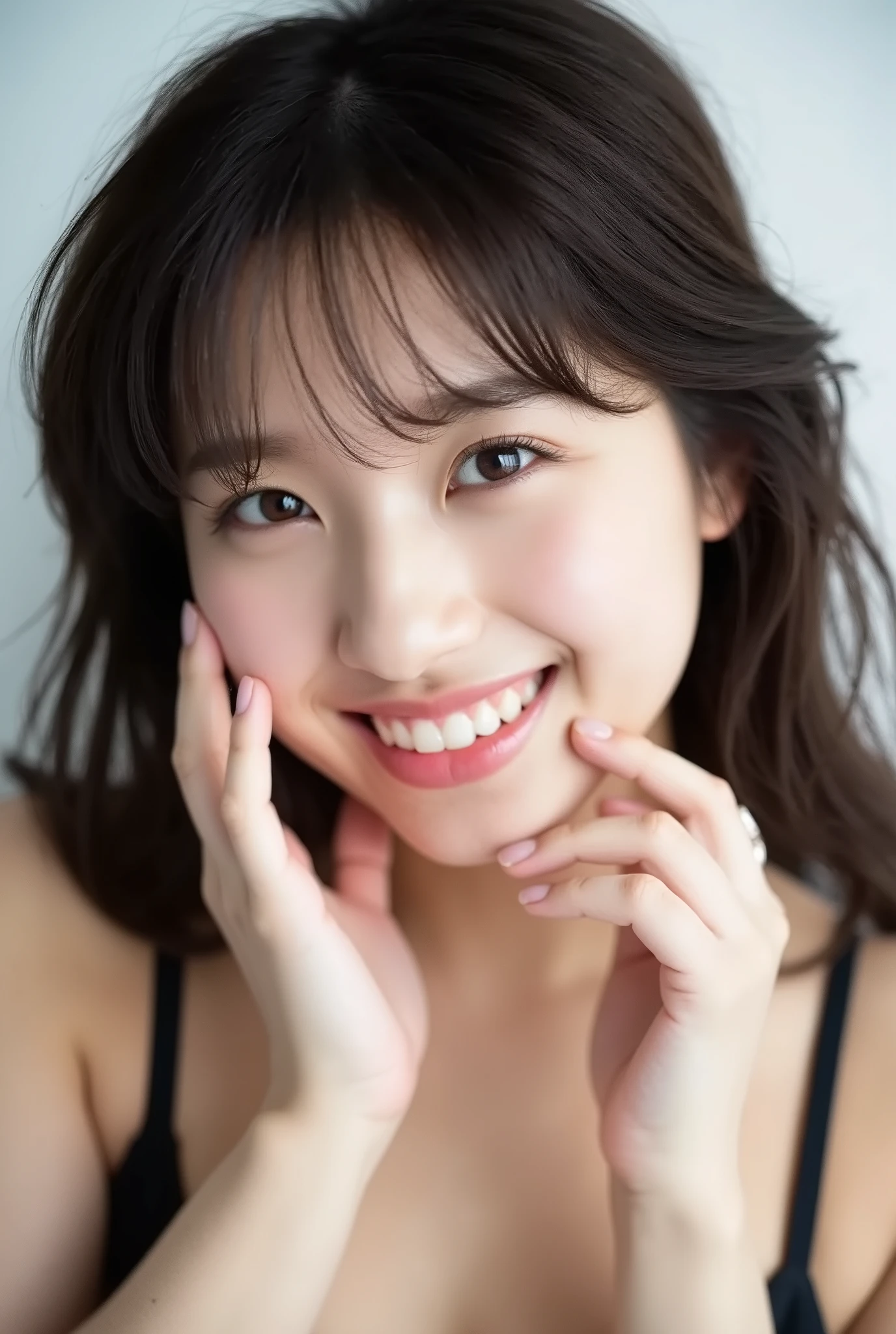 An extreme ultra close-up portrait of a stunningly beautiful young ...
