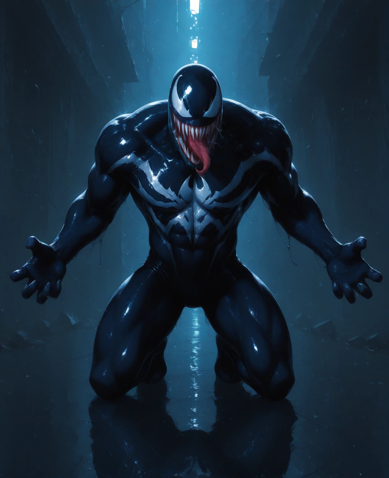 Marvel's Venom making a cobweb in space - SeaArt AI