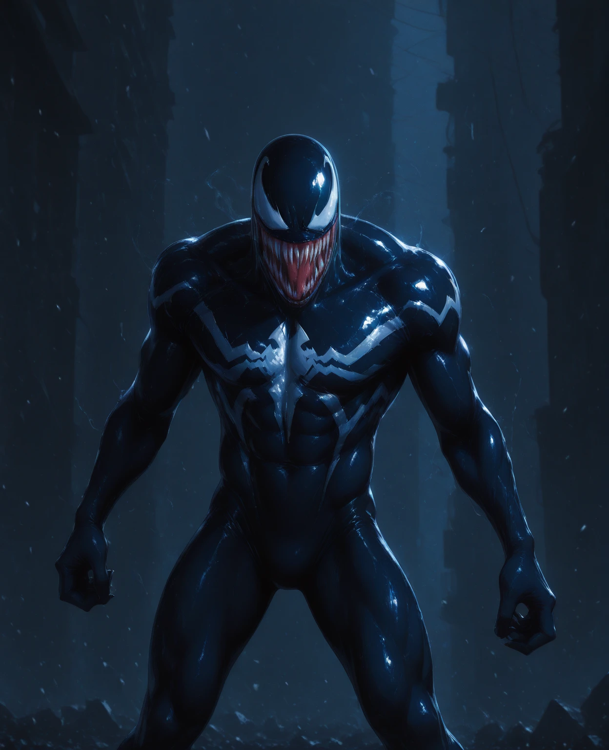 Marvel's Venom making a cobweb in space - SeaArt AI
