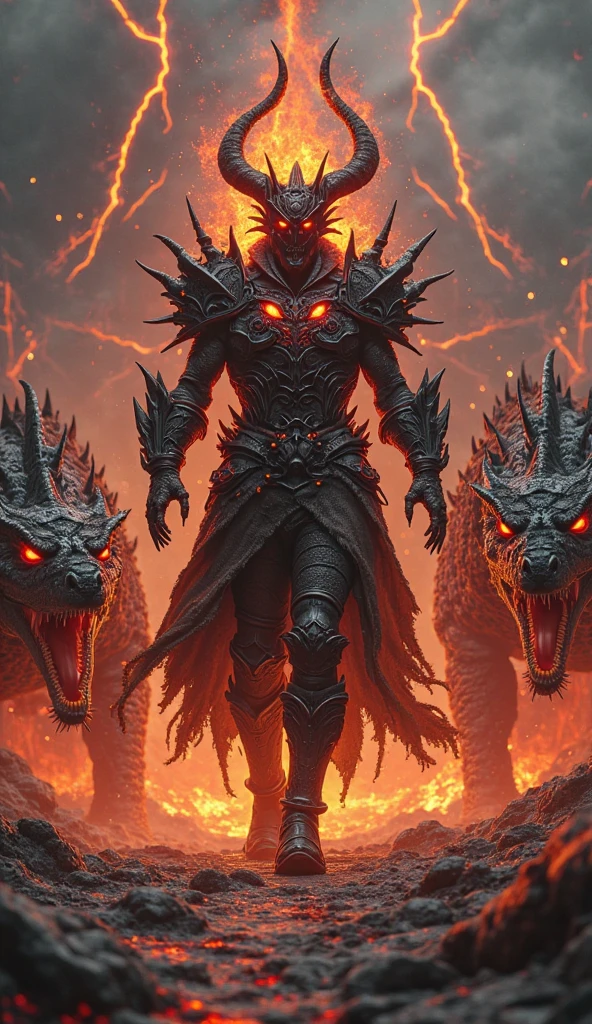 Hyper realistic and high detail, hellish infernal setting, a demonic ...