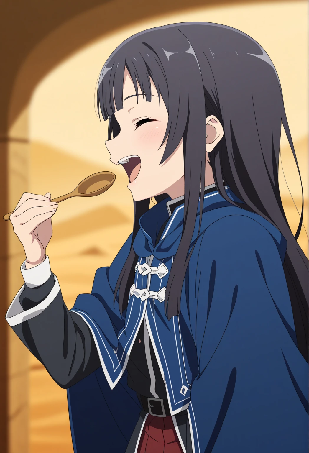 1girl, solo, closed eyes, happy, upper body, long sleeves,Shizuka ...
