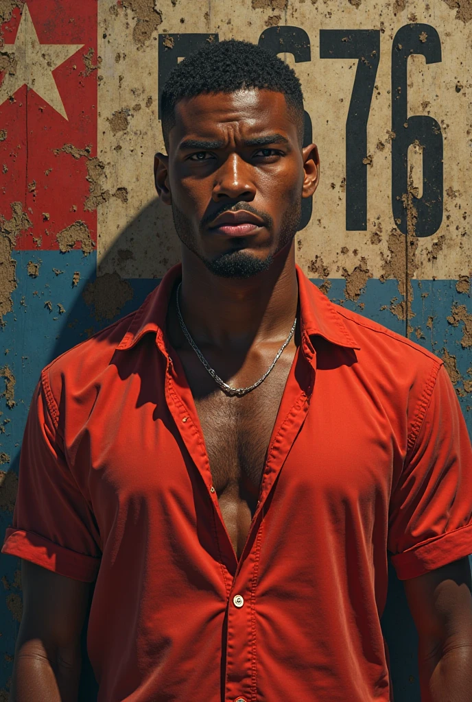 A character from the series top boy wearing red with a tongan flag in ...