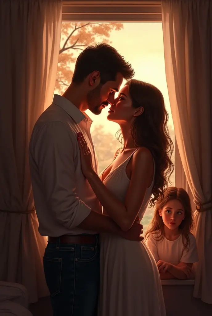 Parents kiss a young girl, kiss me deeply, ciuman dimulai, tongue kiss ...