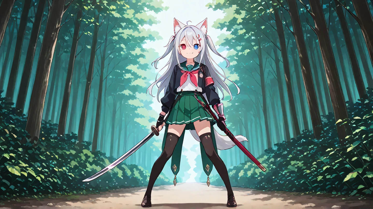 Anime style、1 very young girl、、ren、full body image、Silver Hair - SeaArt AI