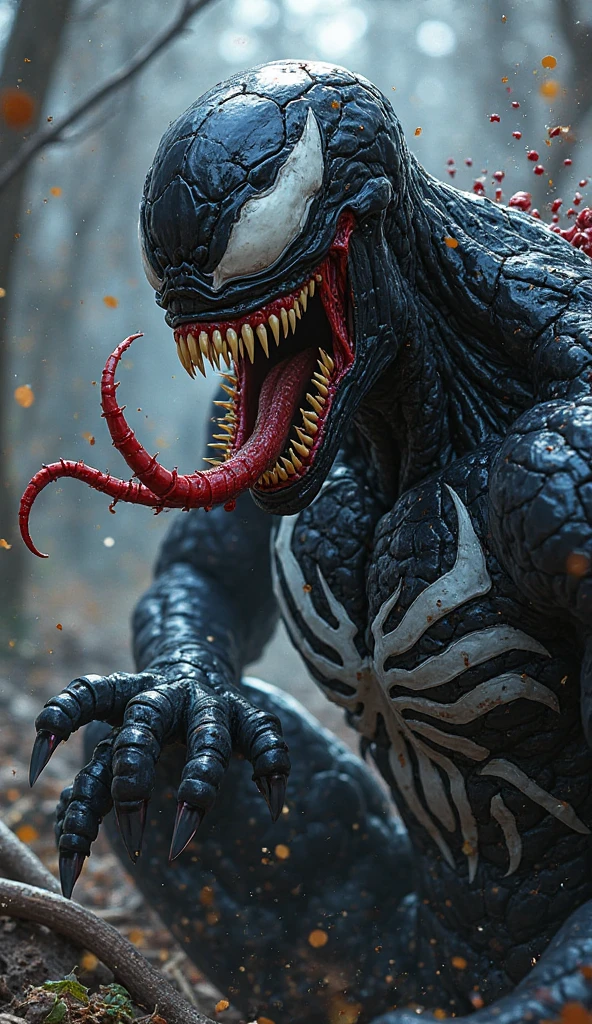 Venom's high-quality realistic comic style, drawn in detail, ultra ...