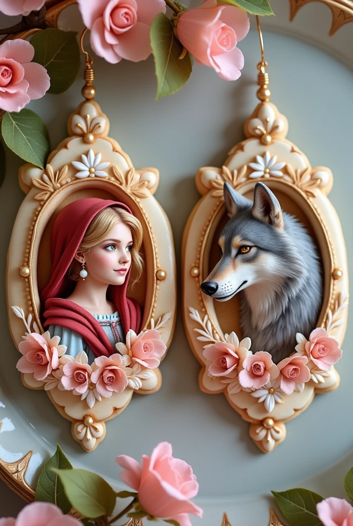 "French antique-inspired icing cookie earrings featuring Little Red ...