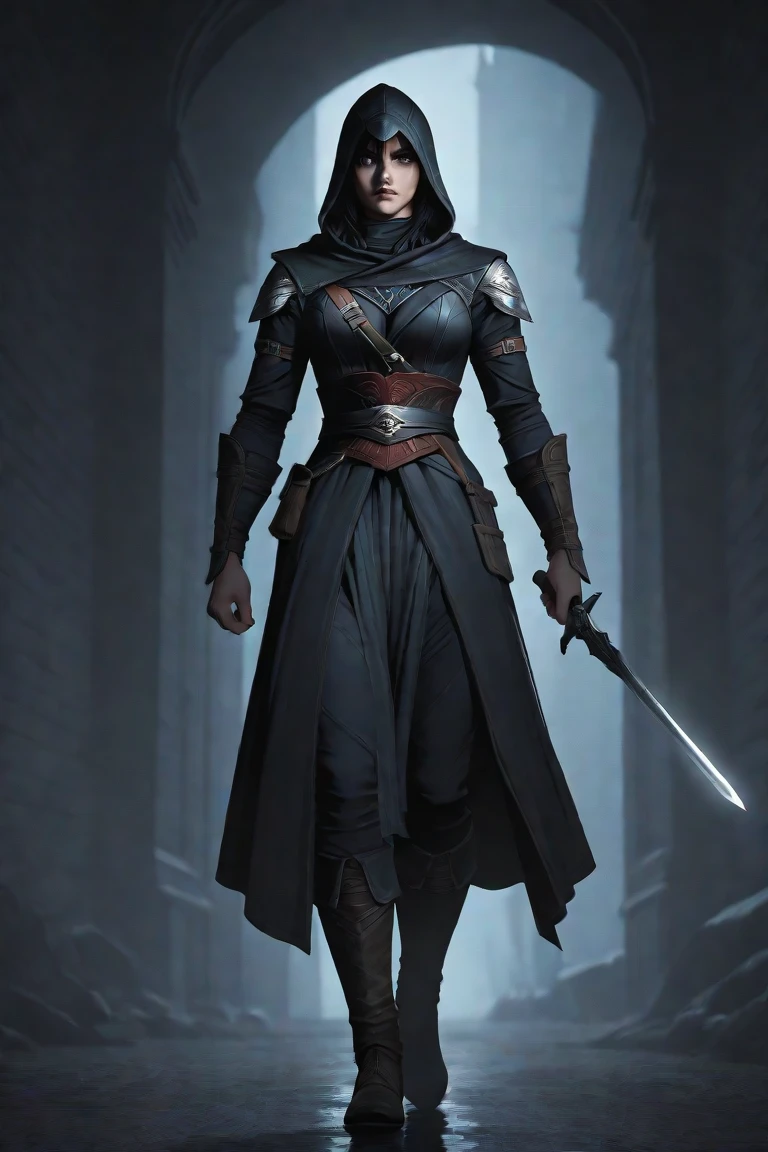 Beautiful Woman Assassins Standing over Dome Roman style Wearing ...