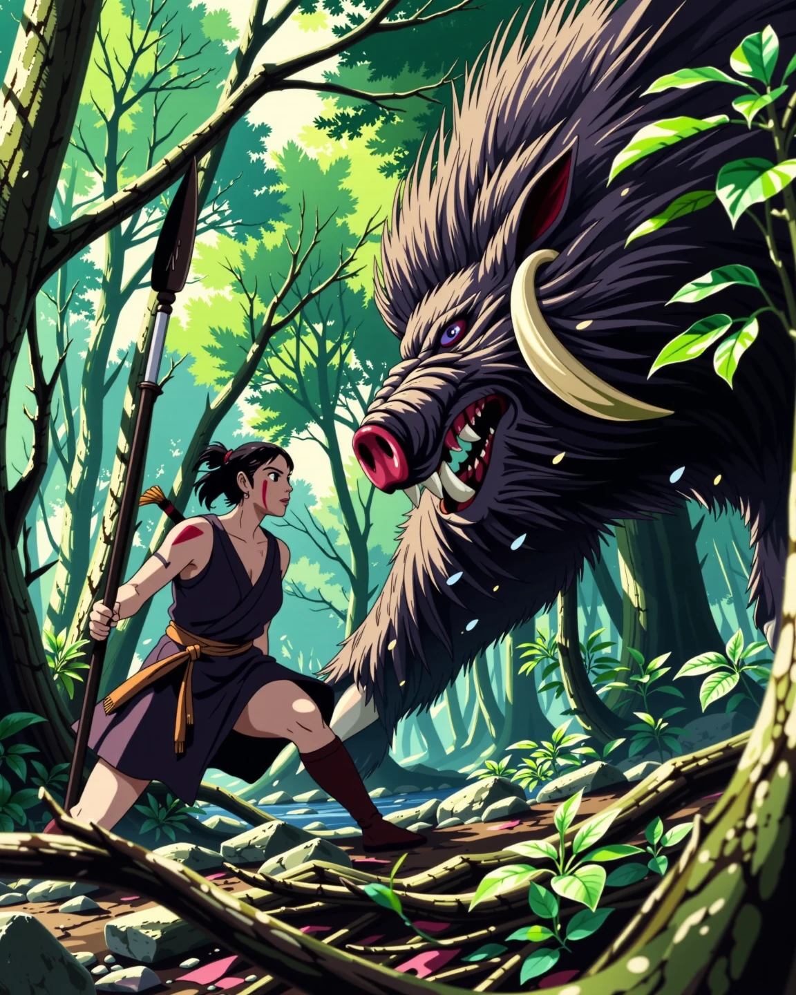 Mmno, aidmaimageupgrader, ghiblistyle. A semi-realistic, 2.5D portrait ...