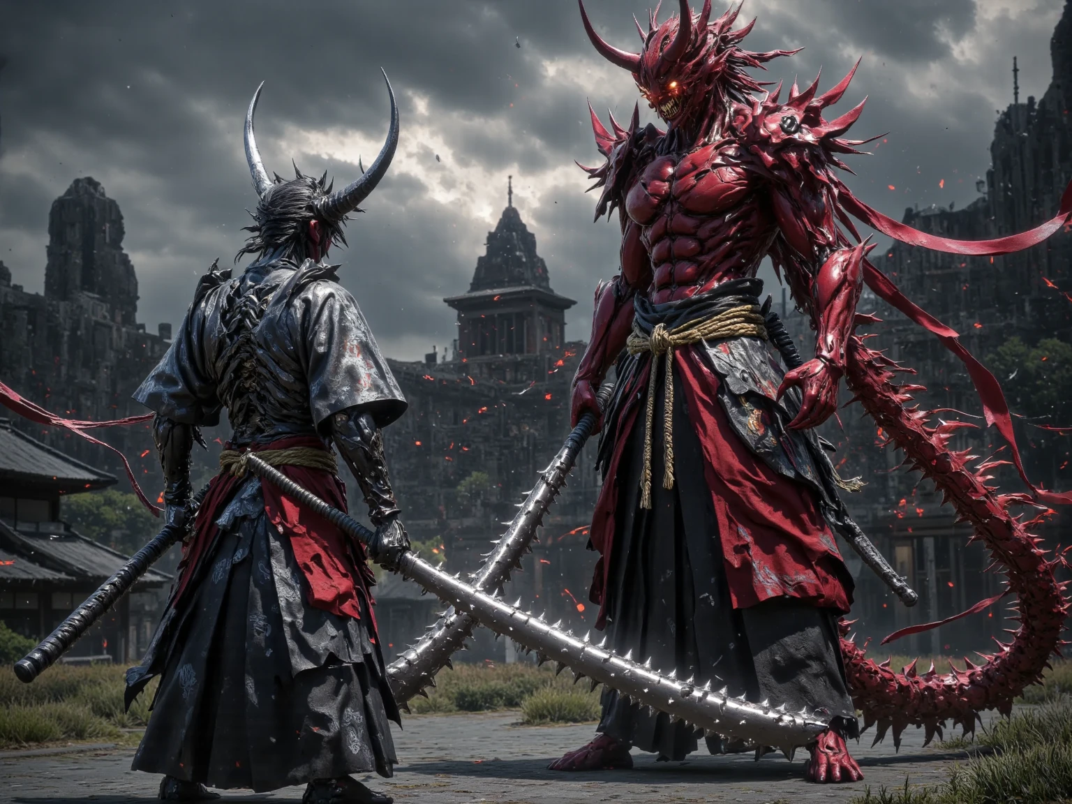 Onimusha confronting the Red Devil、Face each other、fights against each ...