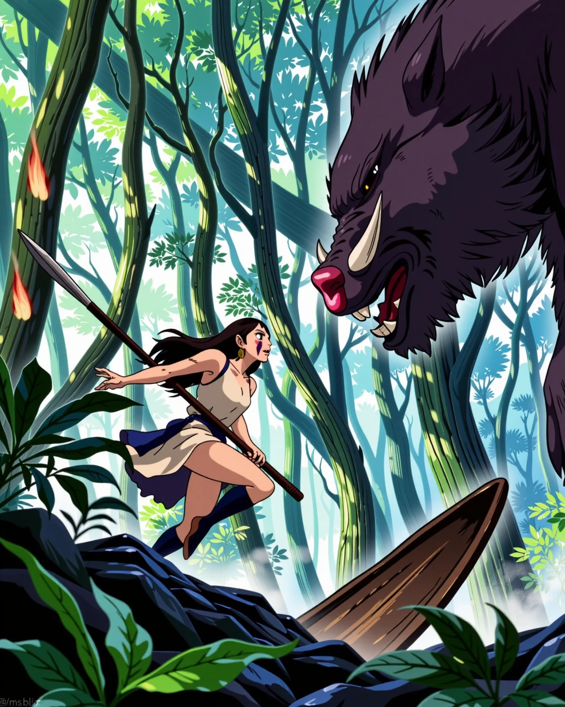 Mmno, aidmaimageupgrader, ghiblistyle. A semi-realistic, 2.5D portrait ...