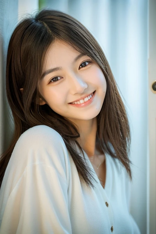 Natural Japanese college woman in her mid-20s、Soft, intellectual ...