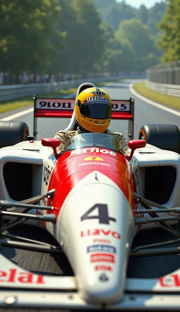 Driver Ayrton Senna racing his Williams 1994 - SeaArt AI
