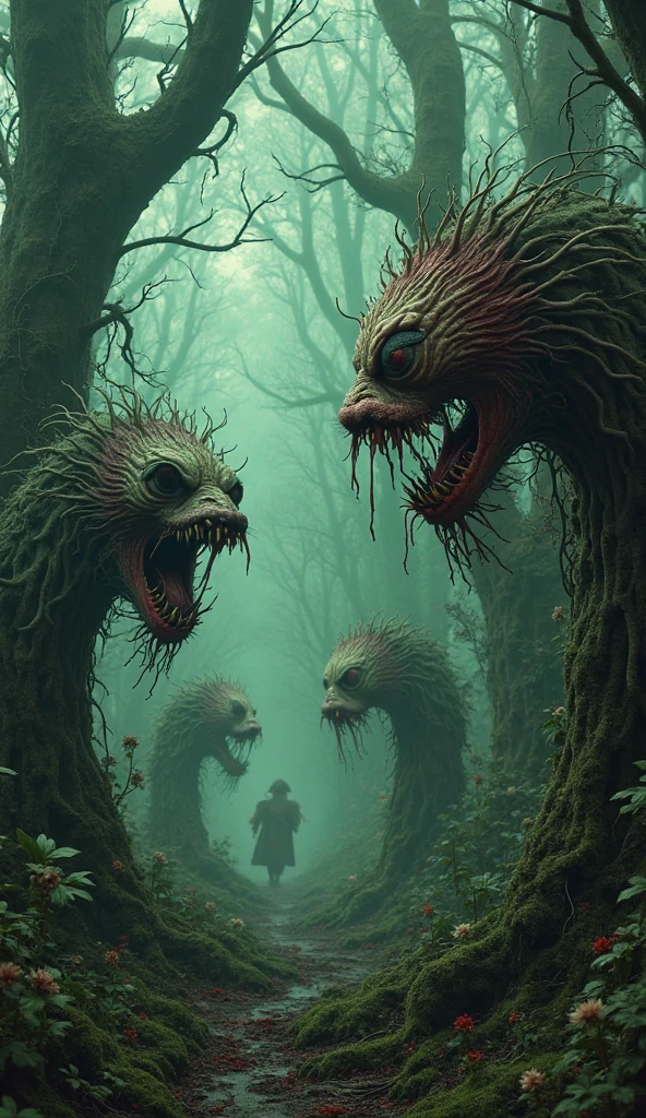 A gothic horror reimagining of the talking flowers and forest from ...