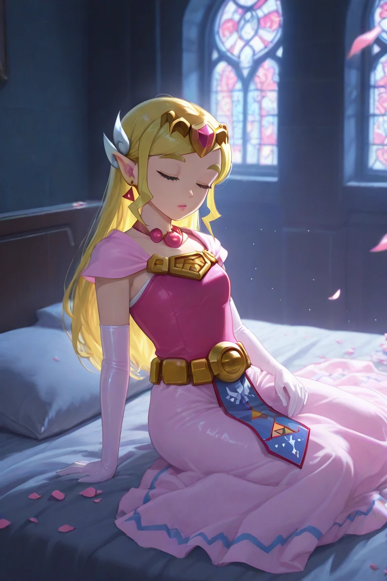 , princess zelda, 1girl,elbow gloves, gloves, gloves, thick eyebrows ...