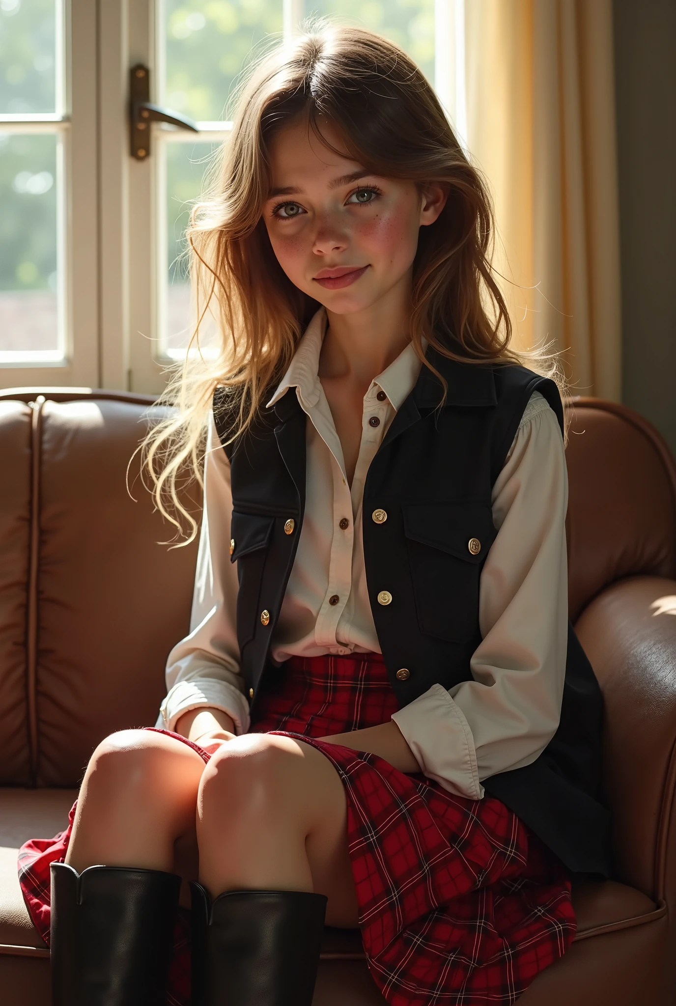 (photorealism:1.2), photorealistic beautiful young girl sitting down ...