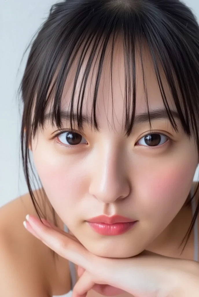 Extreme close-up portrait of a beautiful young Japanese woman - SeaArt AI