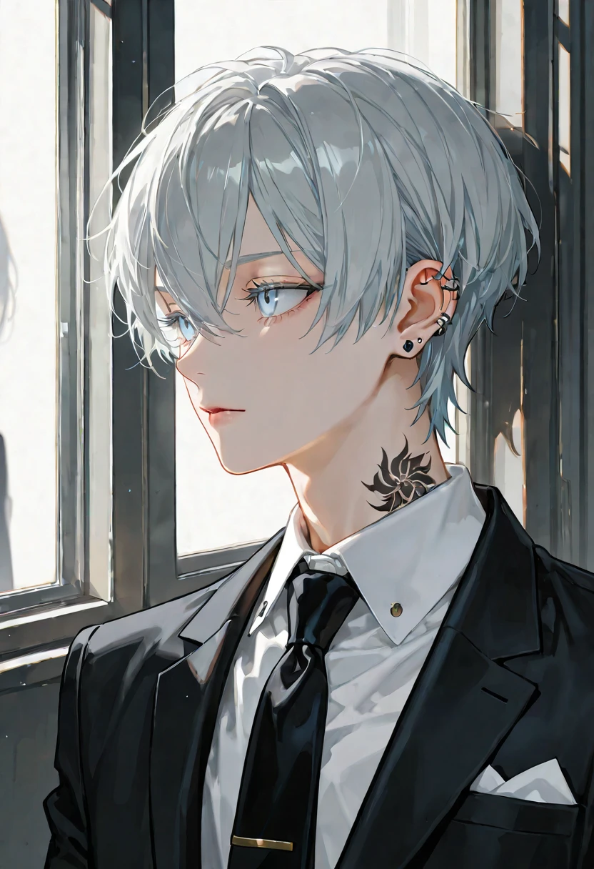 Man, 30 years old, with distinct roots, gray hair, long lash - SeaArt AI
