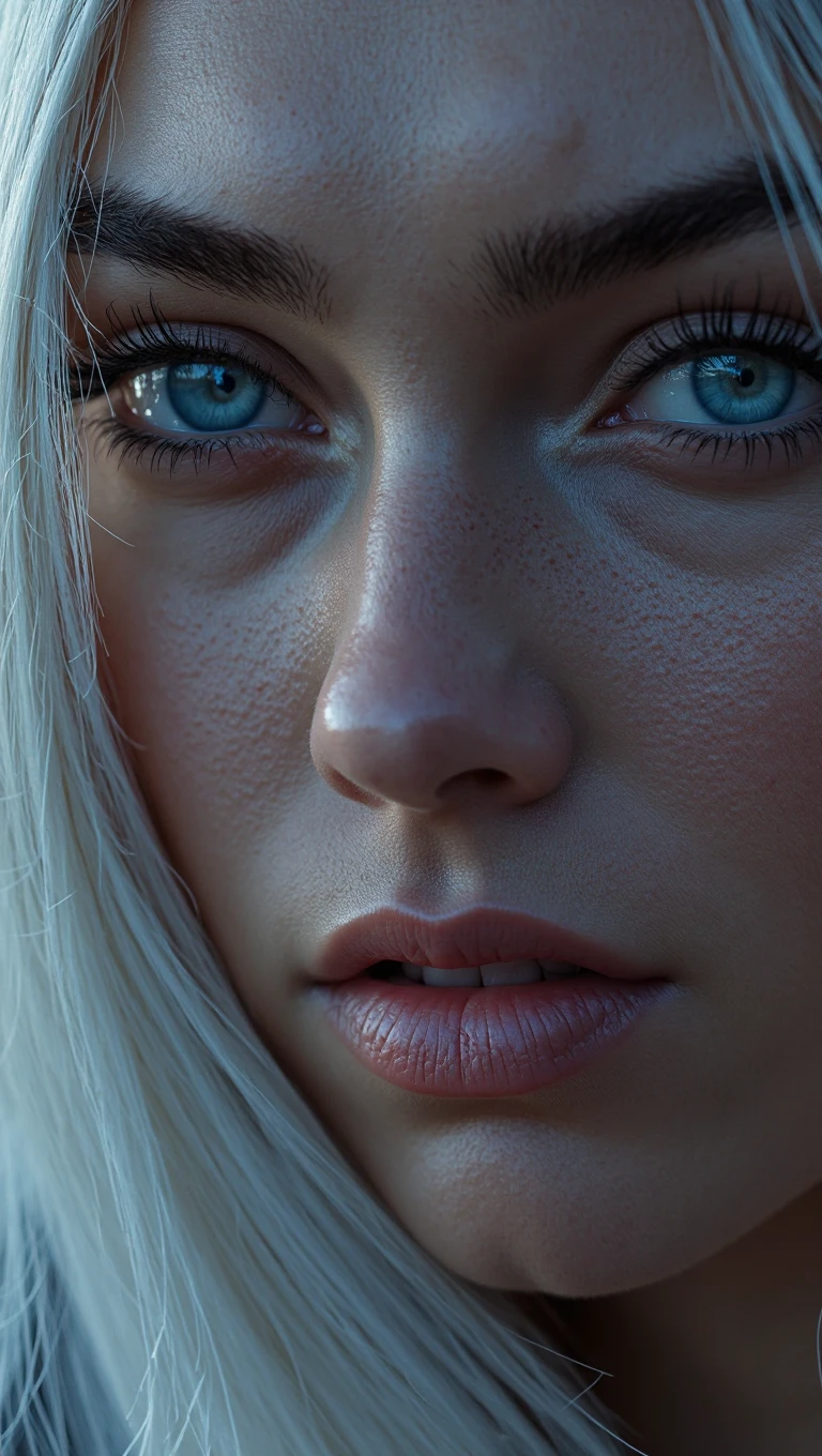 A cinematic raw, hyper-realistic close-up portrait of Elara Moon ...
