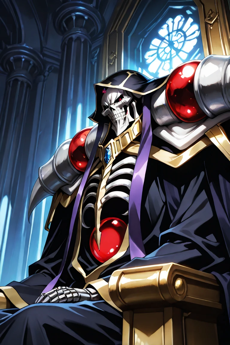 (Ainz ooal gown(overload) is sitting on a very luxurious throne in the ...