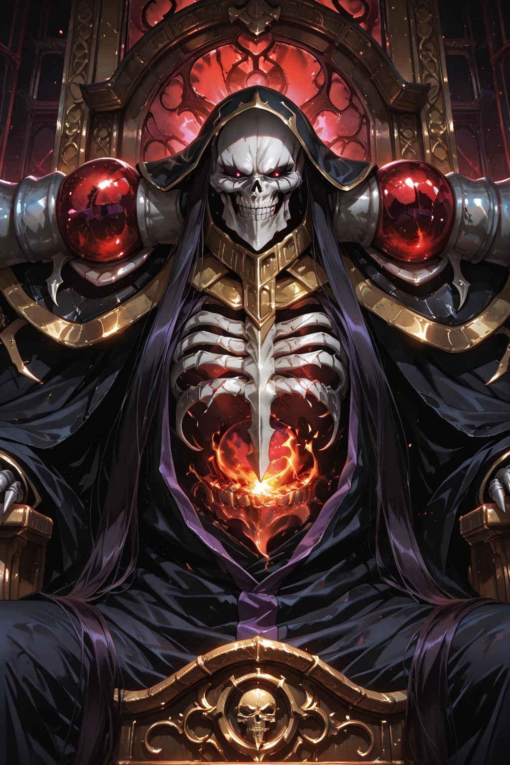 (Ainz ooal gown(overload) is sitting on a very luxurious throne in the ...