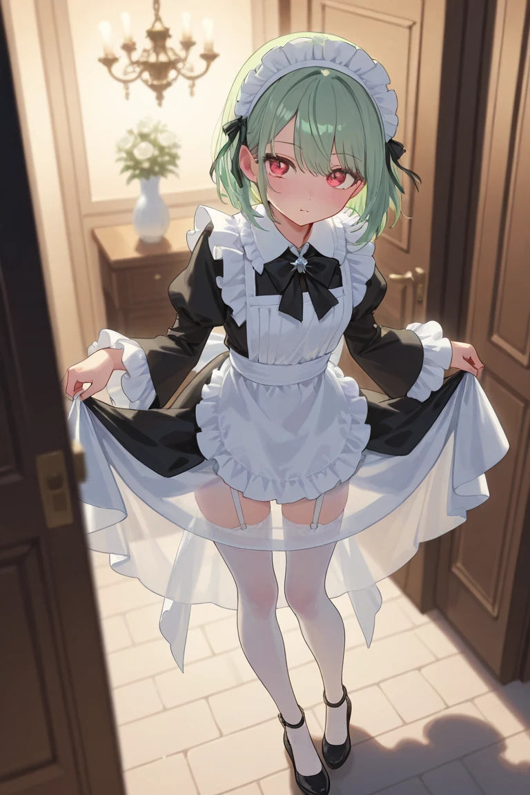 Simple maid outfit (Full body) She's small and in the center - SeaArt AI