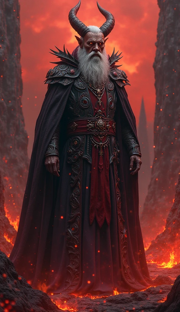 Fais le roi des démon satan à l'age de 60ans avec un style hyper ...