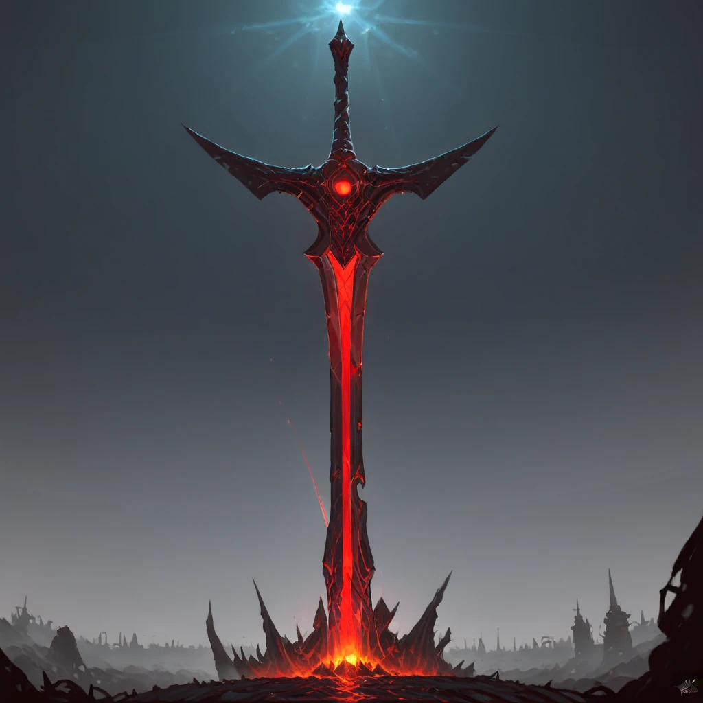 Simple background, epic weapon, glowing, evil, dark weapon, cursed ...