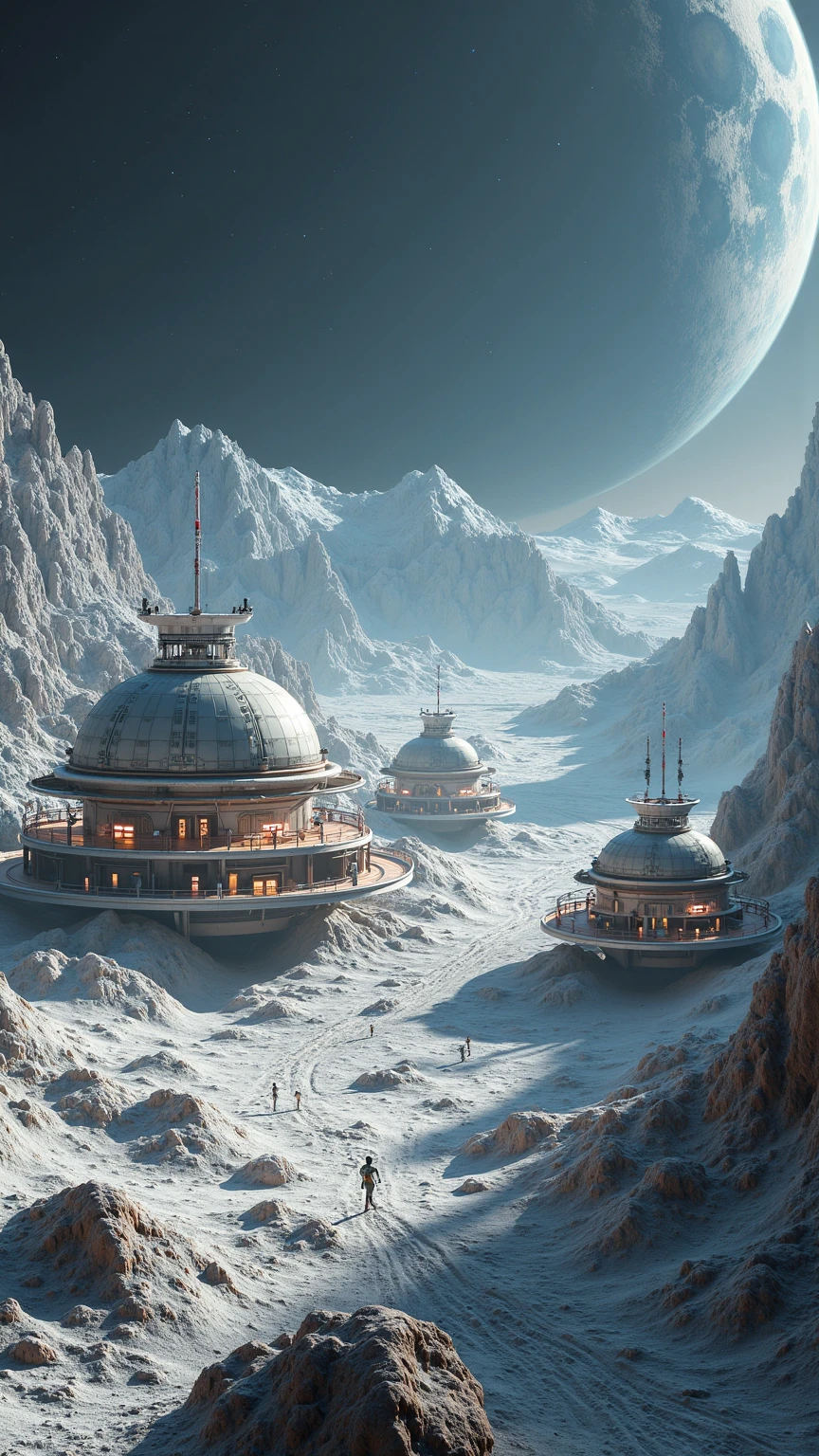 Subject: a remote futuristic lunar research base on a barren icy moon ...