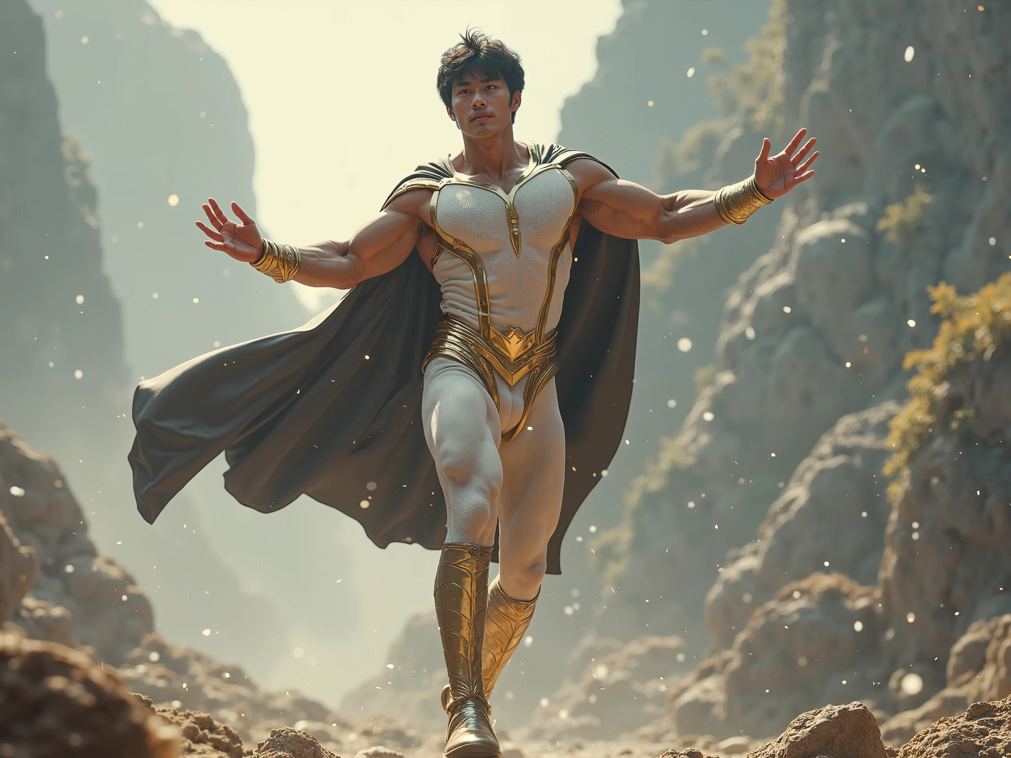 A full body of handsome muscular asian man is in a wonderland - SeaArt AI
