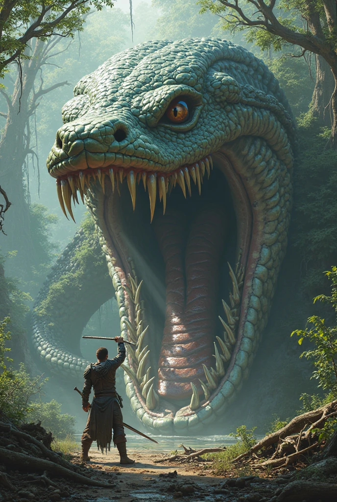 High quality photos, Lying giant snake, Cut open the snake's tail ...