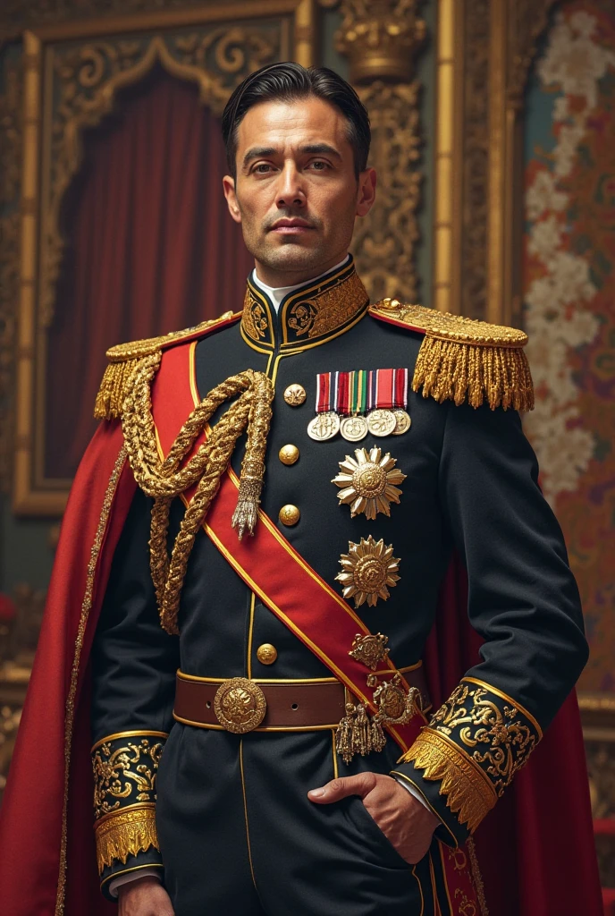 Can you create an image of this person in a royalty uniform - SeaArt AI