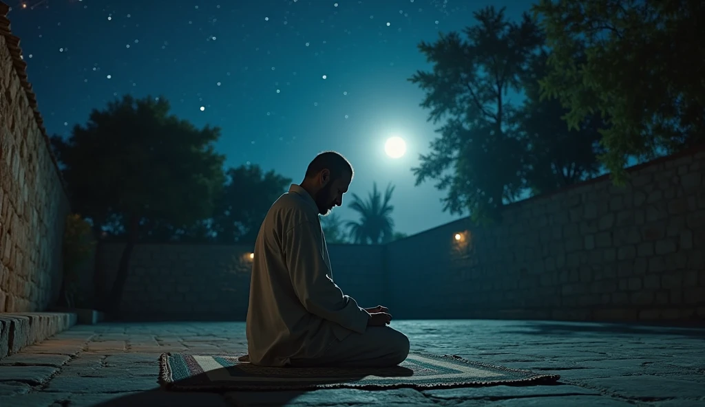 A high-definition cinematic night scene under a starlit sky in a ...