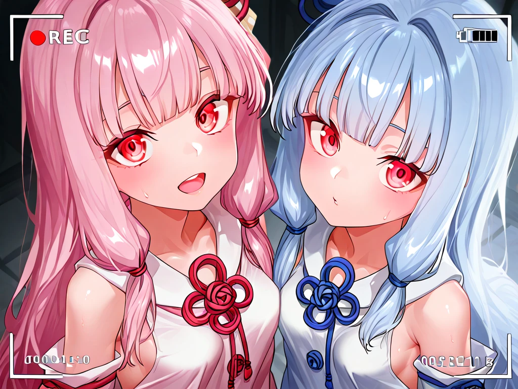 Kotoye Akane（pink hair red eyes black sleeveless dress Separated ...
