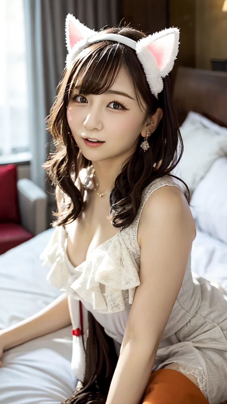 Inside the hotel room, 5, on the bed, ((sexy pose、[Insert、Deep joy - SeaArt AI