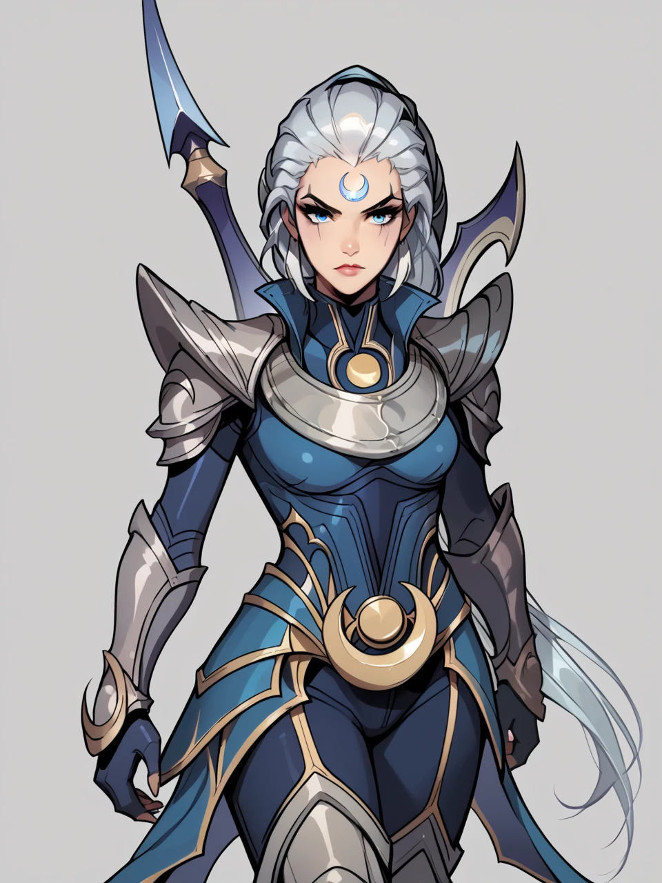 Highly detailed and stylized digital illustration of Diana from League ...