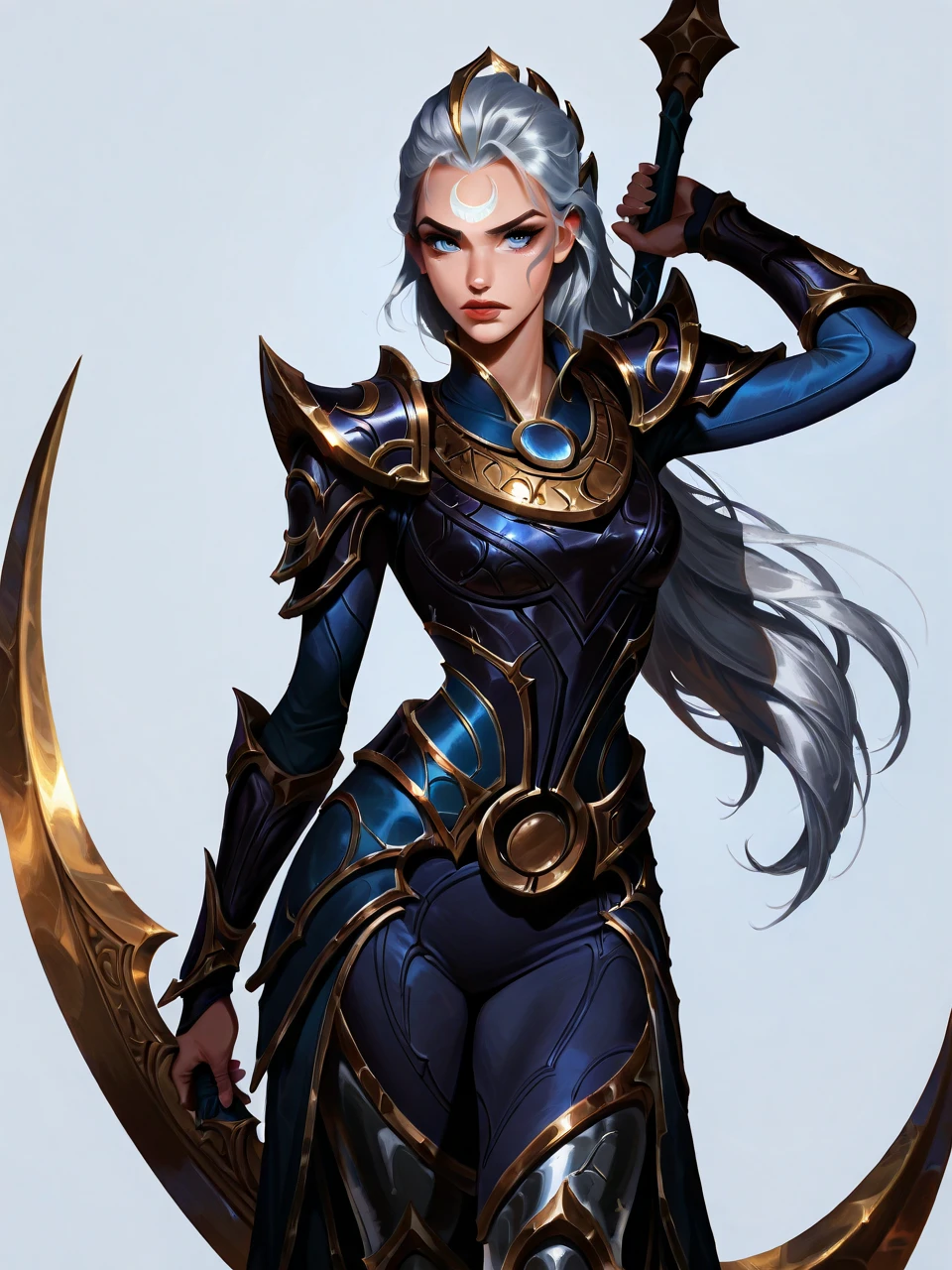 Highly detailed and stylized digital illustration of Diana from League ...