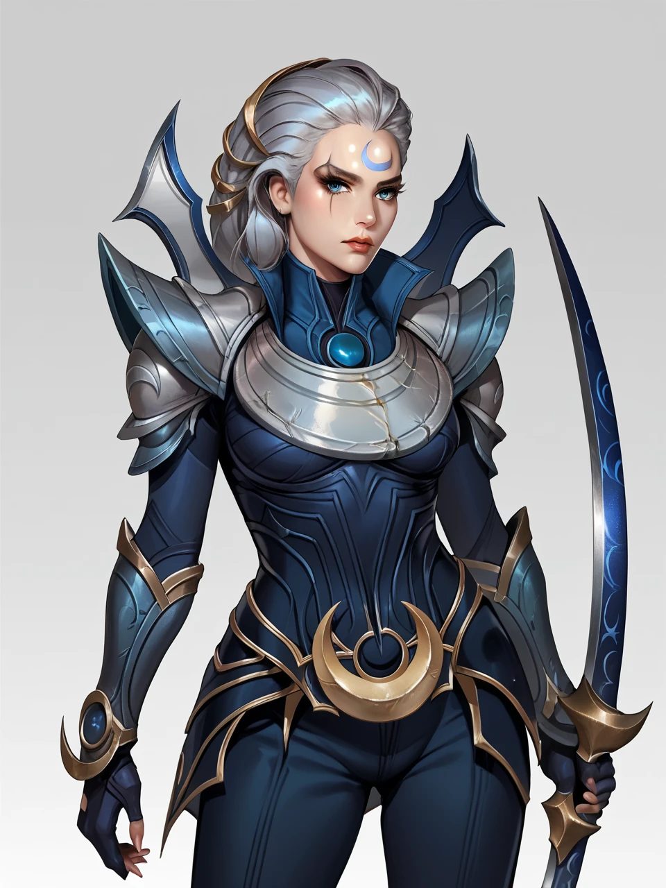 Highly detailed and stylized digital illustration of Diana from League ...