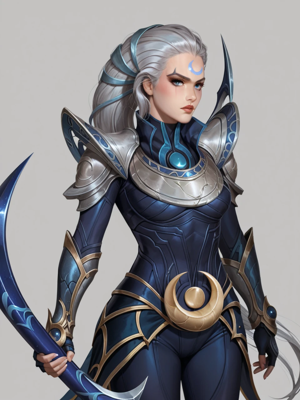 Highly detailed and stylized digital illustration of Diana from League ...