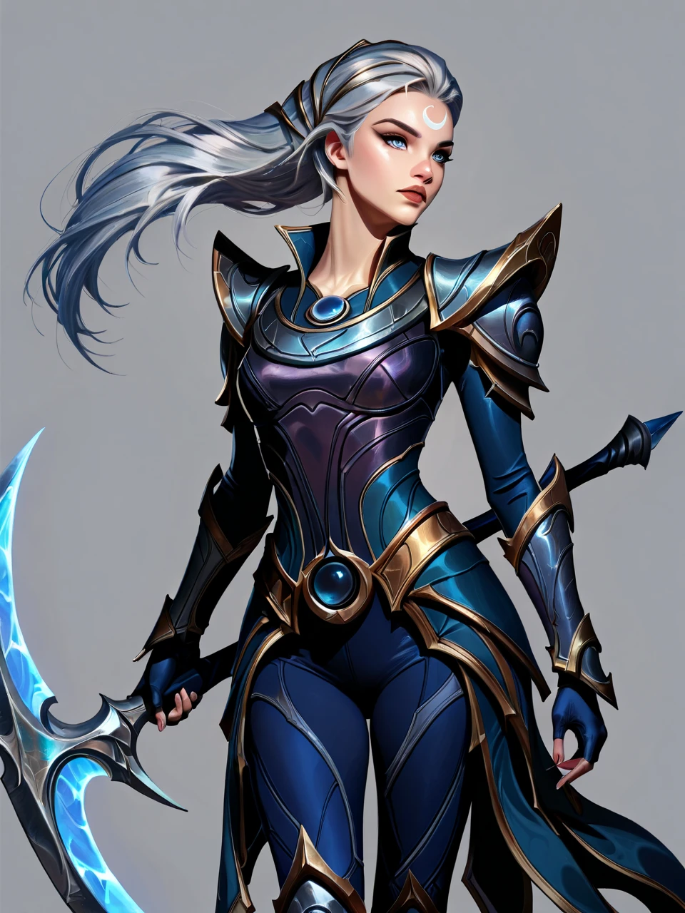 Highly detailed and stylized digital illustration of Diana from League ...