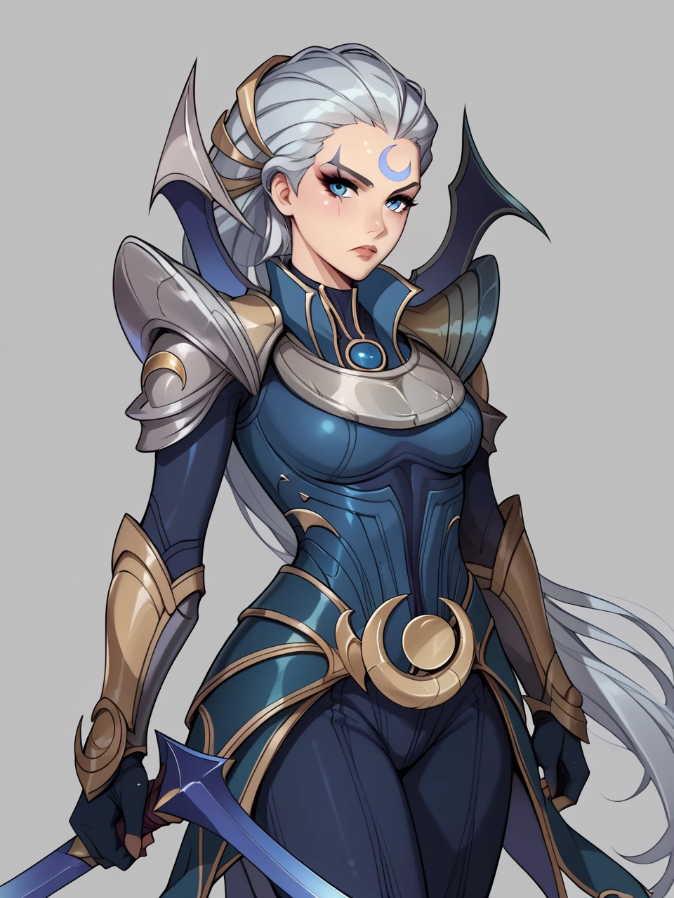 Highly detailed and stylized digital illustration of Diana from League ...