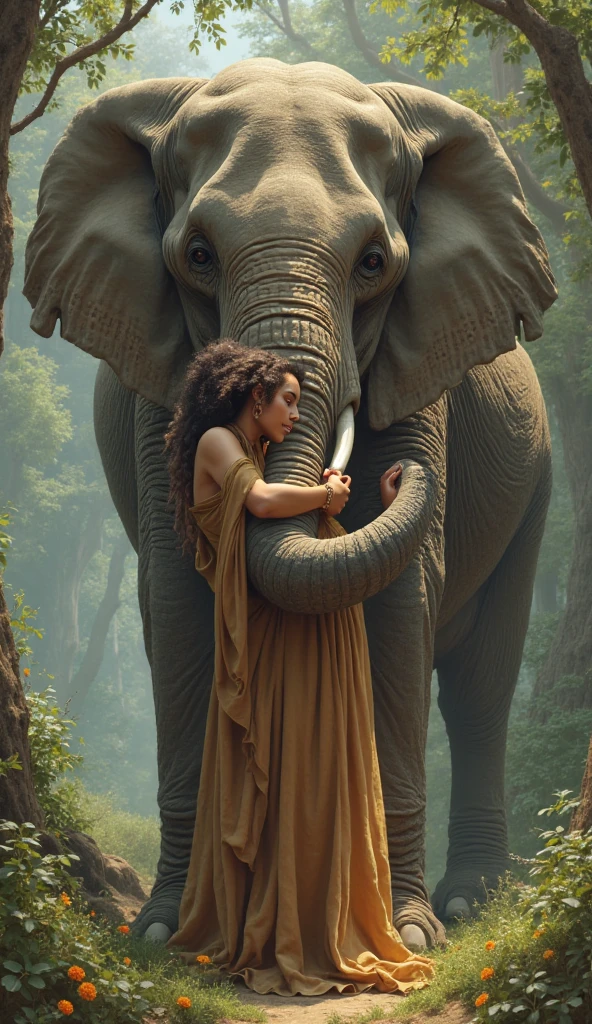 Woman hugging an elephant - SeaArt AI