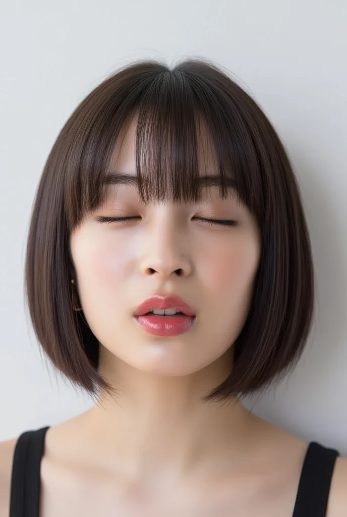 Japanese Women, Neck to top of head in frame, black camisole - SeaArt AI