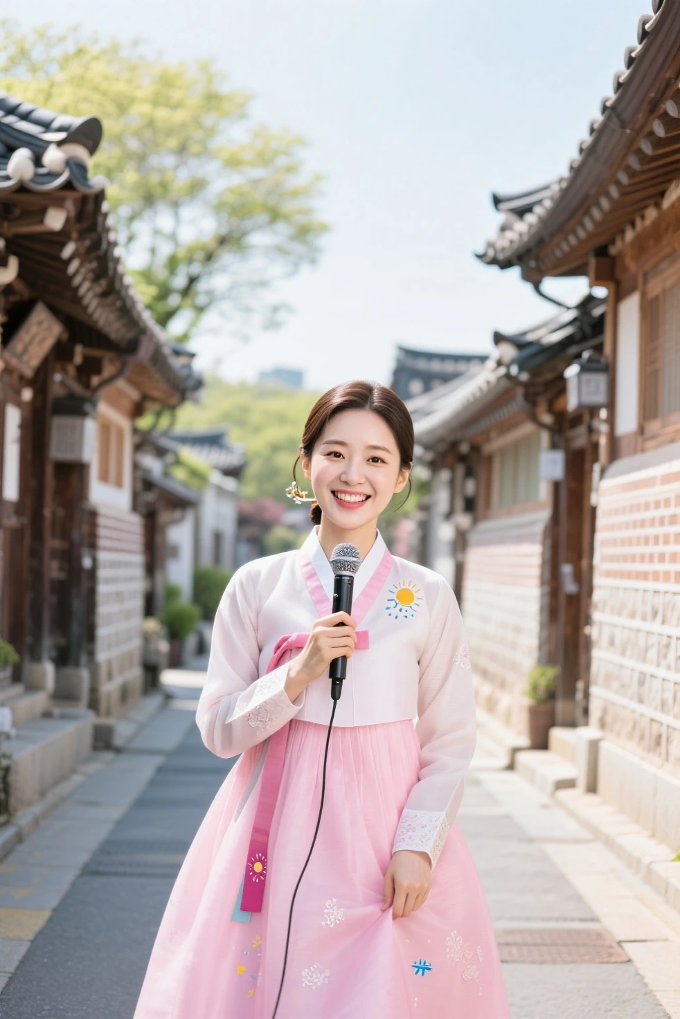 Korean weather presenter style woman（25〜30th Generation） Beautiful pink ...