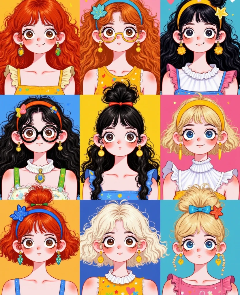 Portrait grid , Each portrait depicts the cartoon character Patrick ...