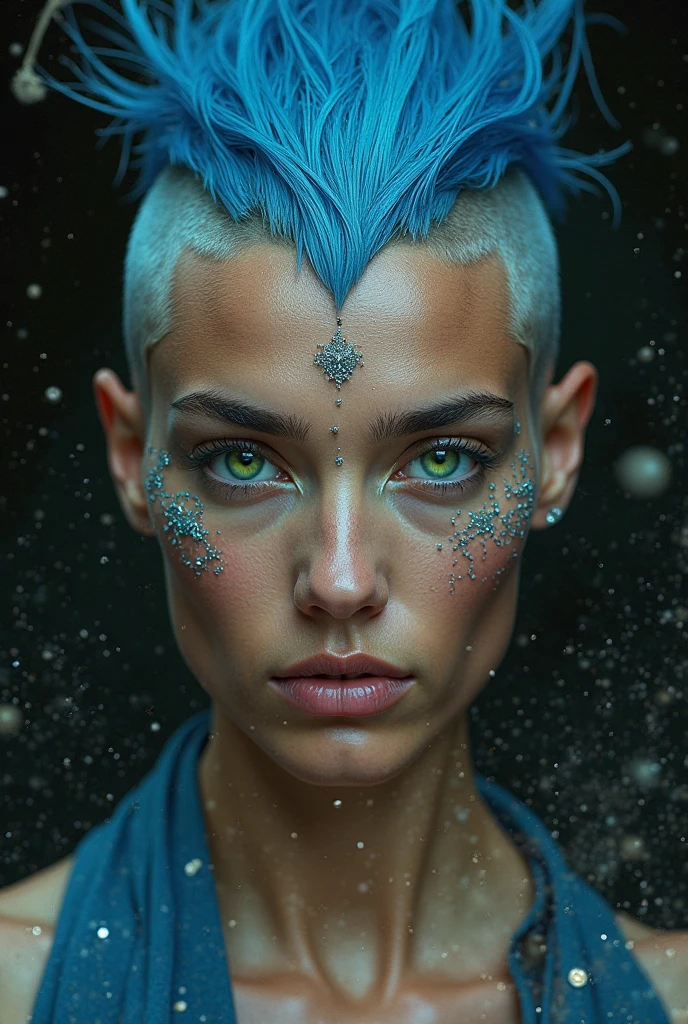 Mujer pelo azul